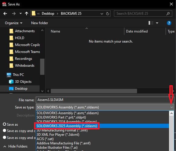 How to Back-Save to Previous Version-years in SOLIDWORKS Design