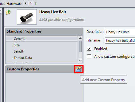 How to Add Custom Properties to SOLIDWORKS Toolbox Components